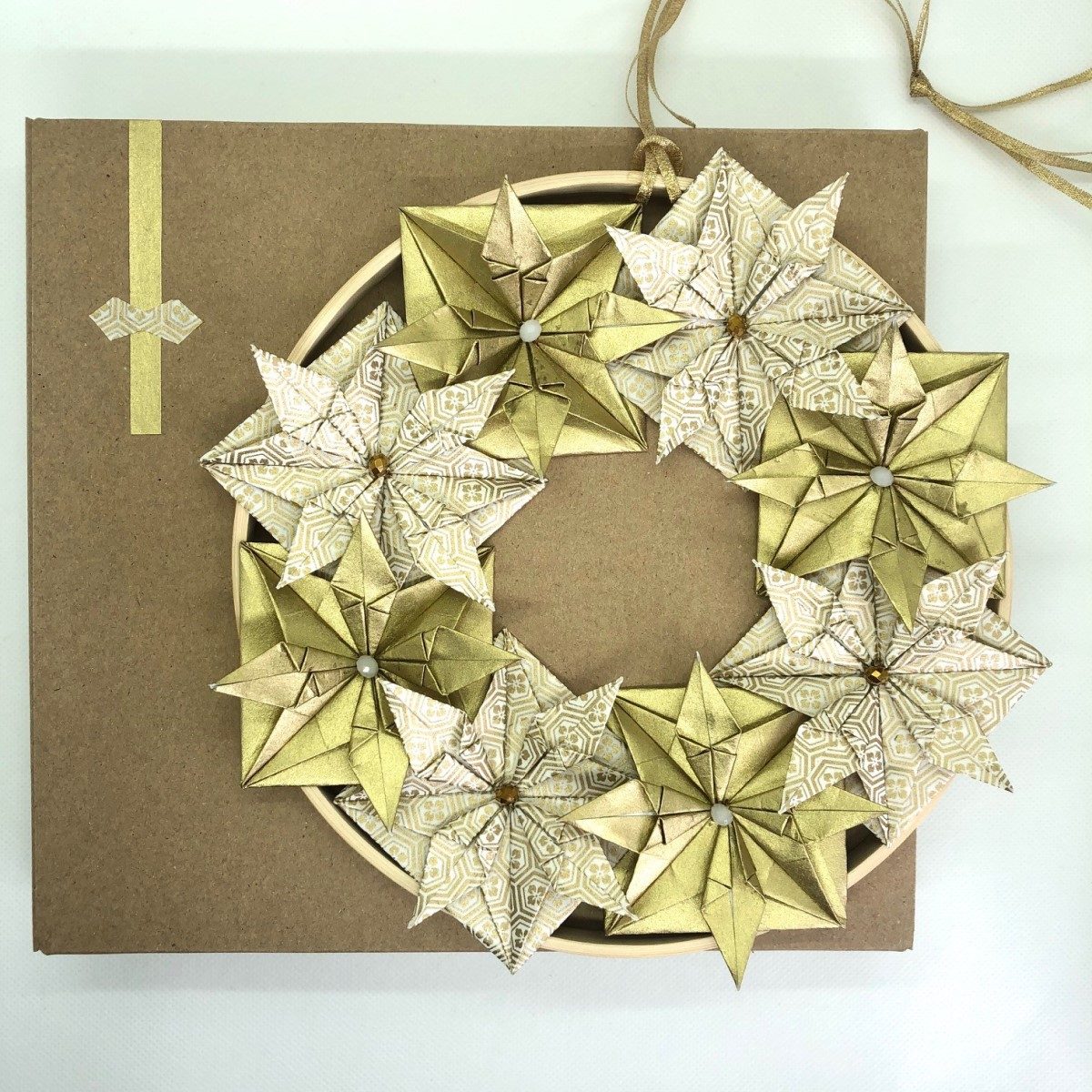 Couronne Kyoto - Noël Blanc & Doré | HANAWA ORIGAMI