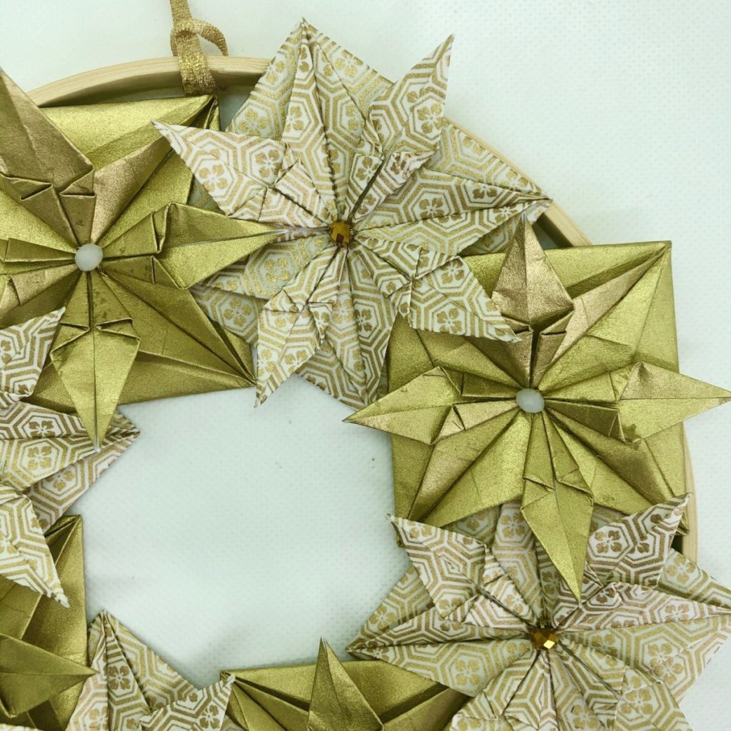 Couronne Kyoto - Noël Blanc & Doré | HANAWA ORIGAMI